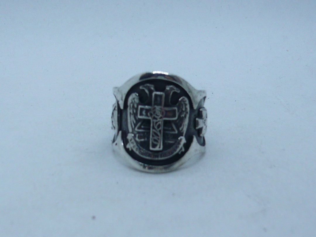 Masonic Cross Ring Vintage in Solid Sterling Silver Anello Massonico ...