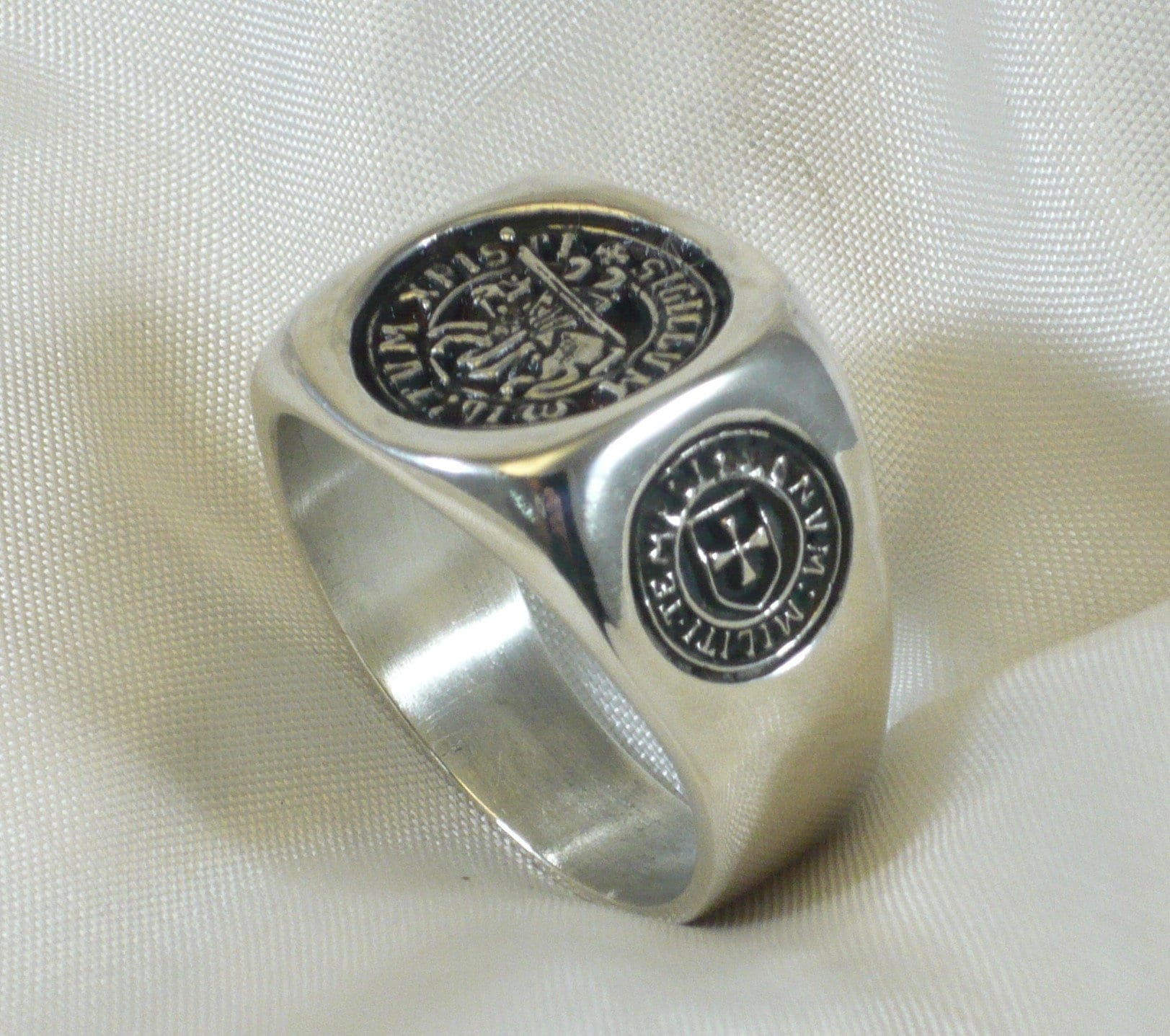 Knight Templar Ring With Cross in 925 Solid Sterling Silver Anello ...