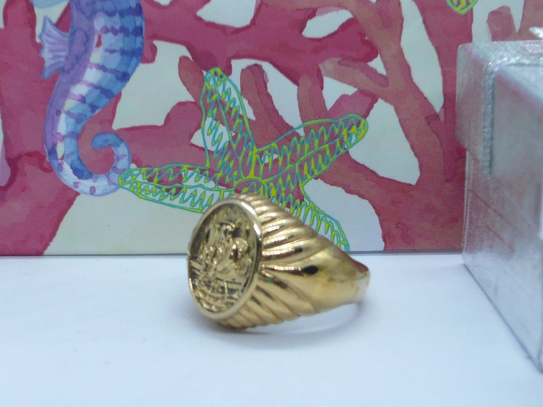 Piscatorius Ring Woman in Solid Yellow Gold Plated Sterling Silver ...