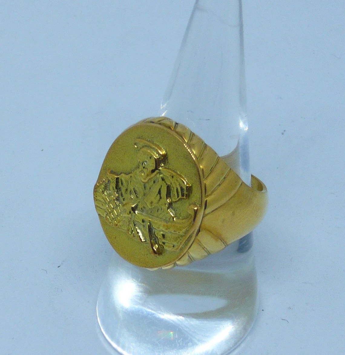 Bague Piscatorius en argent sterling plaqué or jaune massif anello ...