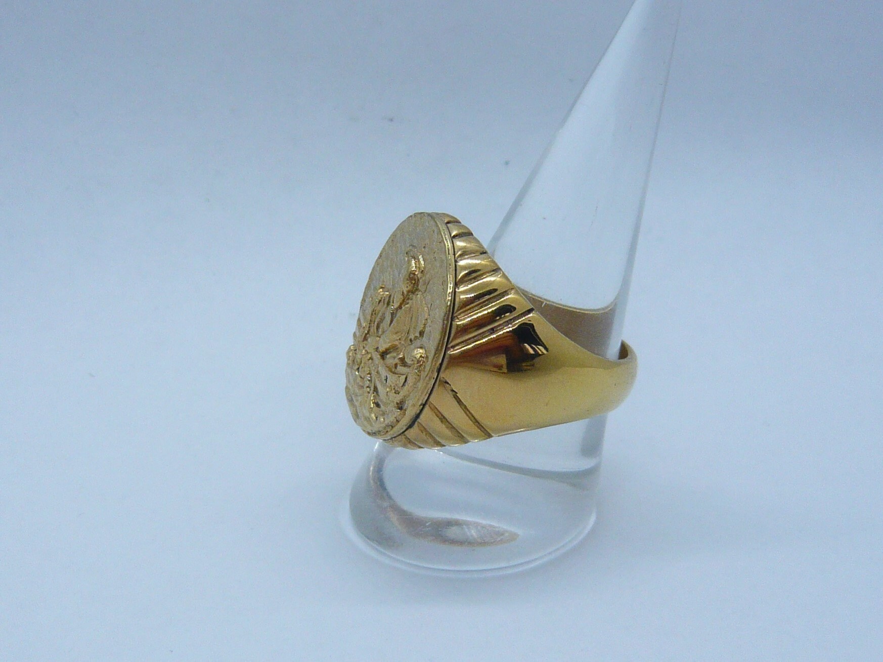 Piscatorius Ring Big in Solid Gold Plated Sterling Silver Anello ...