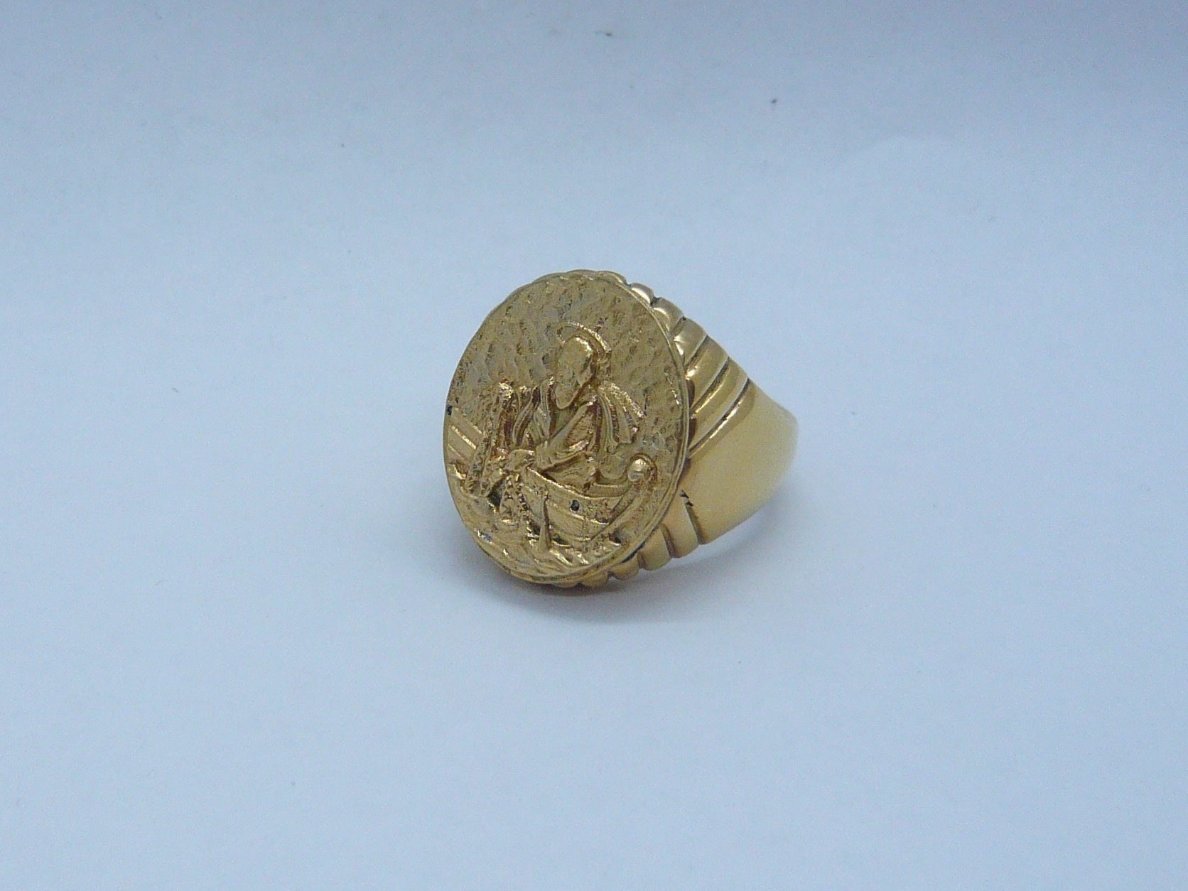 Piscatorius Ring Big in Solid Gold Plated Sterling Silver Anello ...