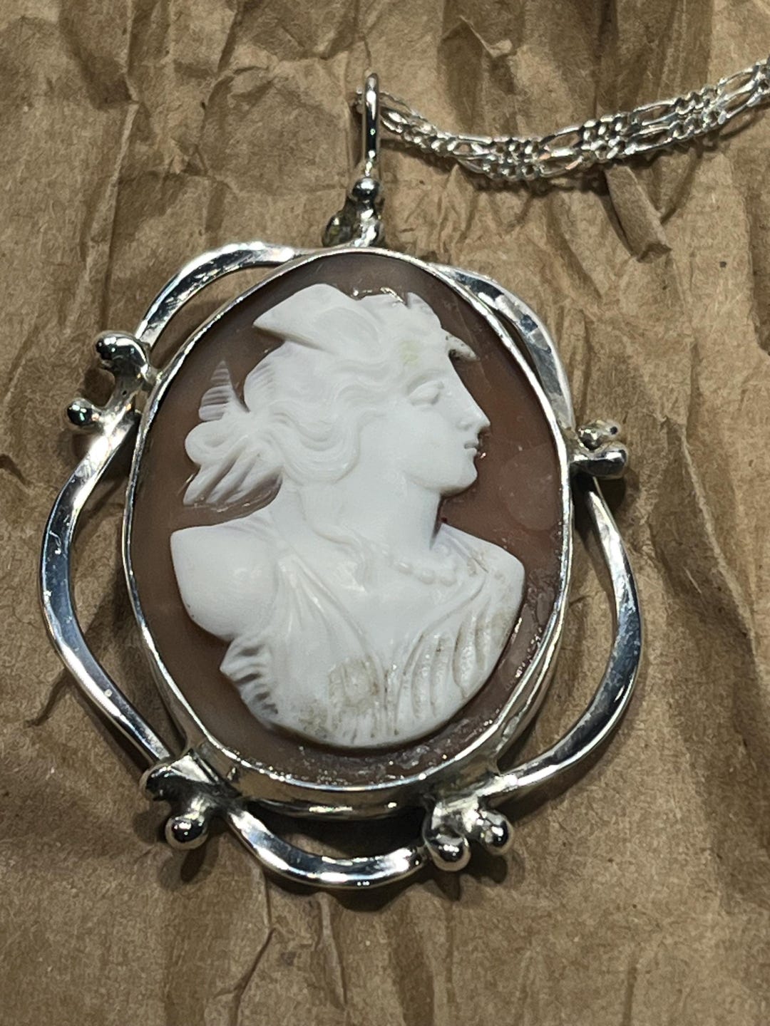 Vintage Italian Carved Shell Cameo in a Custom Sterling Setting ...