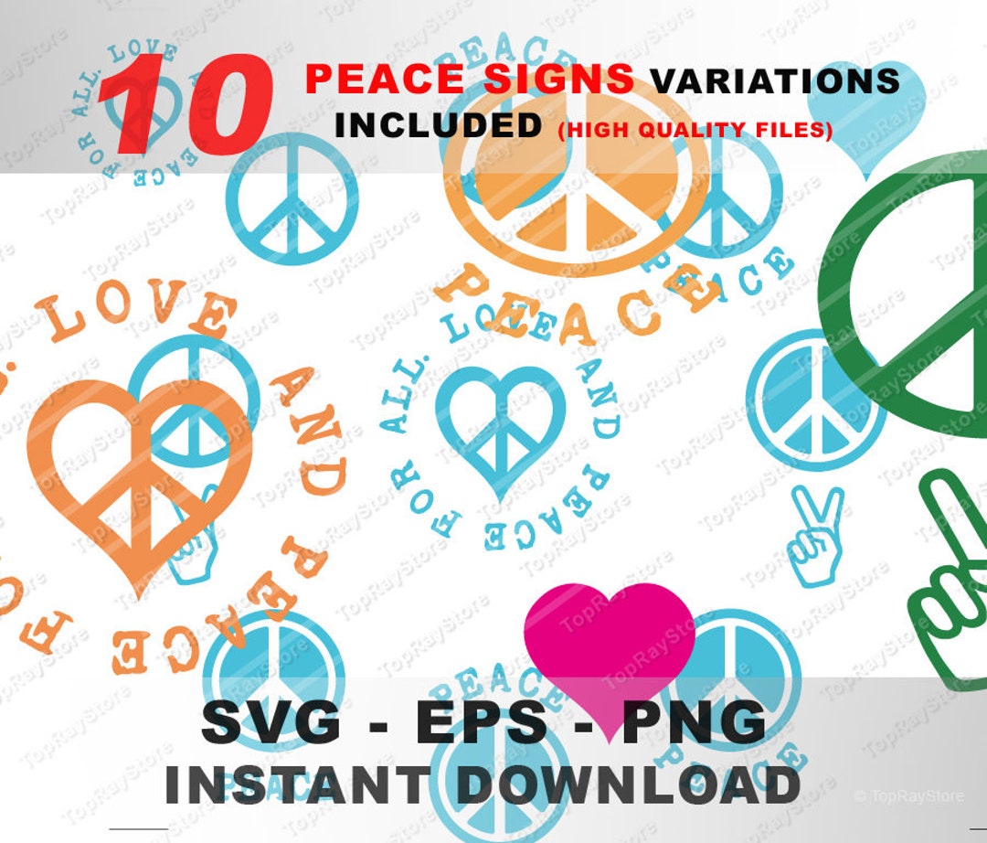 Peace SVG Bundle, Love SVG, Finger and Heart Svg Files, Peace Love Svg ...