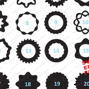 Decorative Frames and Labels Svg, Wavy Circular Rounded Scallop Frames ...