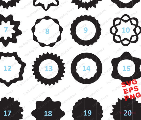 Decorative Frames and Labels Svg Wavy Circular Rounded - Etsy