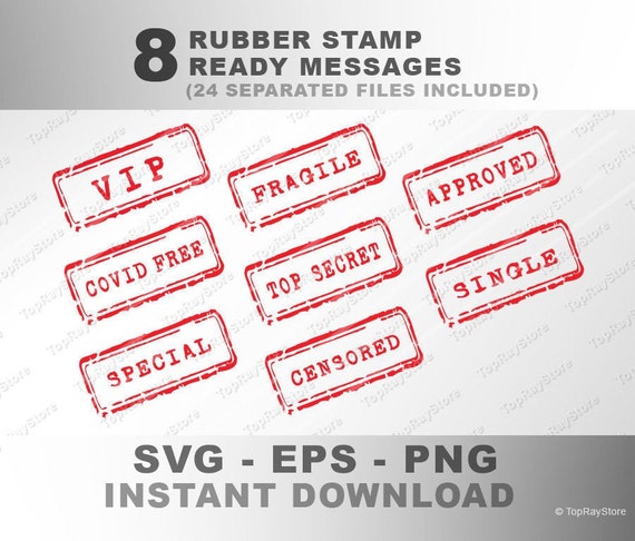 Bundle 8 Ready Rubber Stamp Messages SVG Stamp Effect | Etsy
