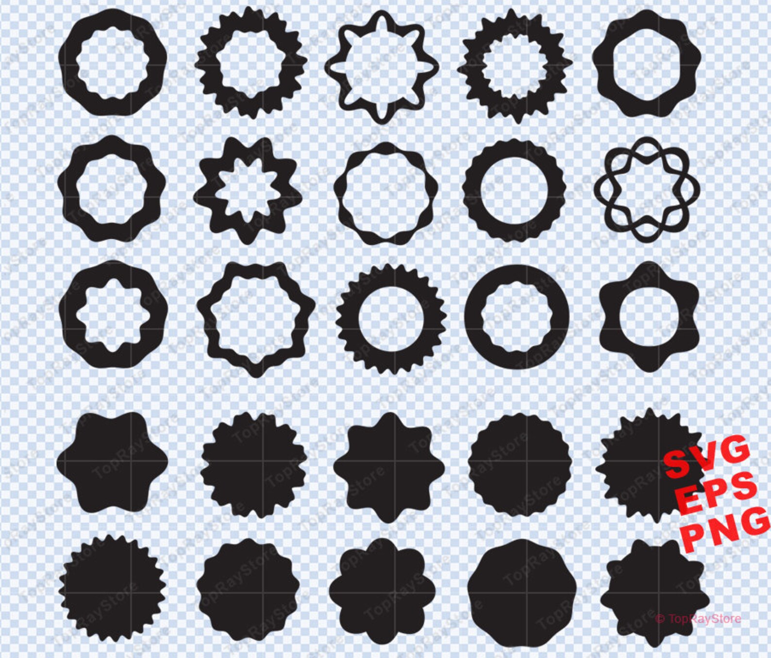 Decorative Frames and Labels Svg Wavy Circular Rounded - Etsy