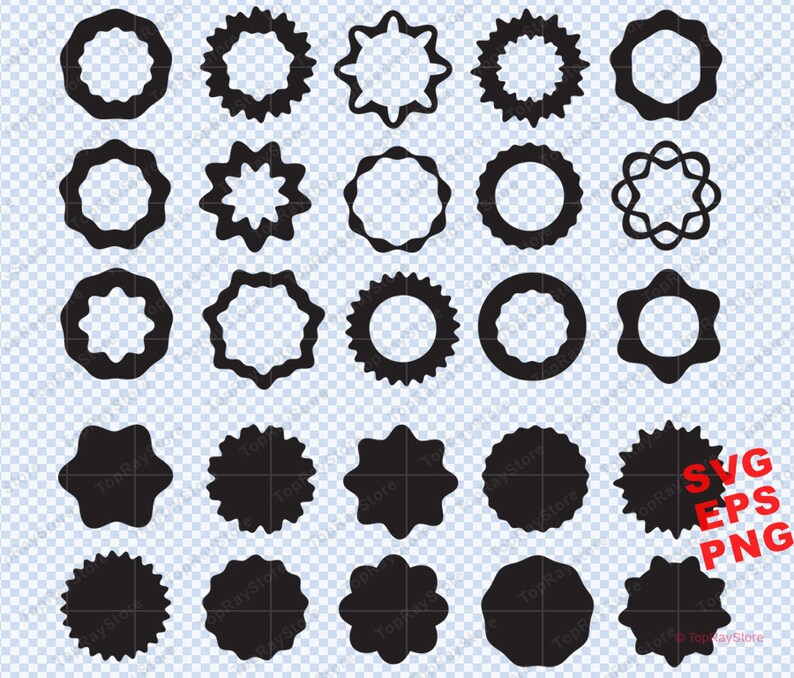 Decorative Frames and Labels Svg Wavy Circular Rounded - Etsy