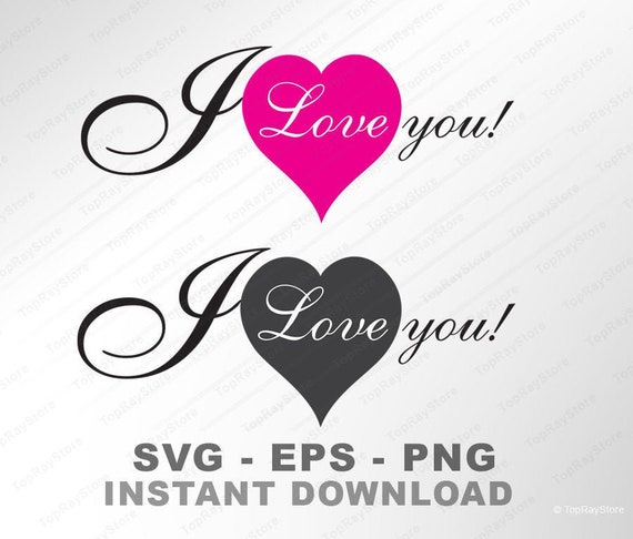 I Love You SVG Love You Text Calligraphic Script Logo | Etsy