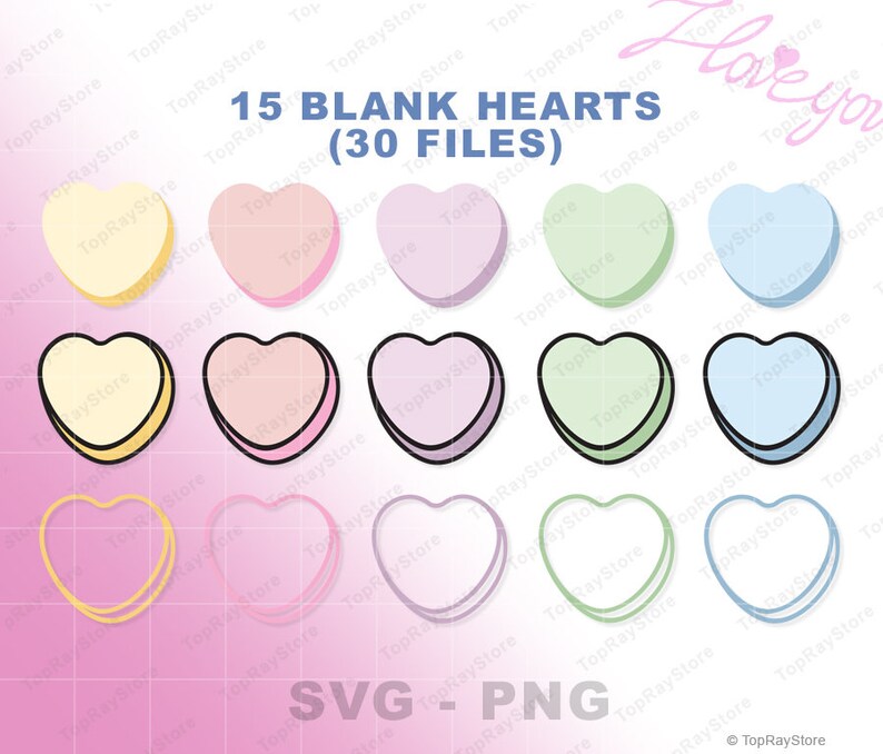 Candy Hearts Bundle SVG Conversation Hearts SVG Valentines - Etsy