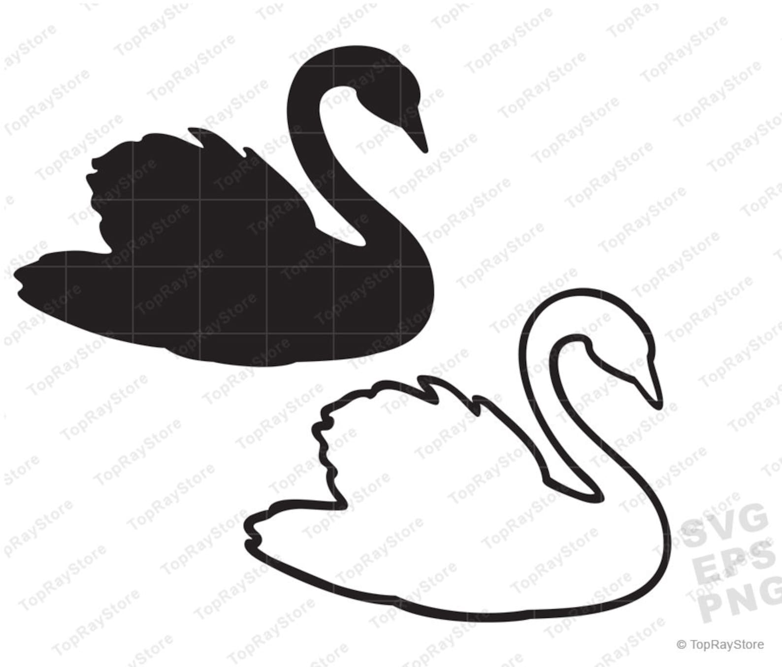 Swan SVG, Swan Silhouette Svg, Swan Outline Svg. Swan Vector, Cut Files ...