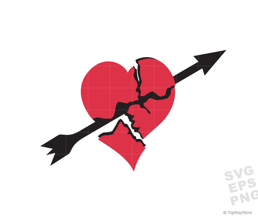 Corazón roto svg rompecorazones svg Corazón triturador svg | Etsy