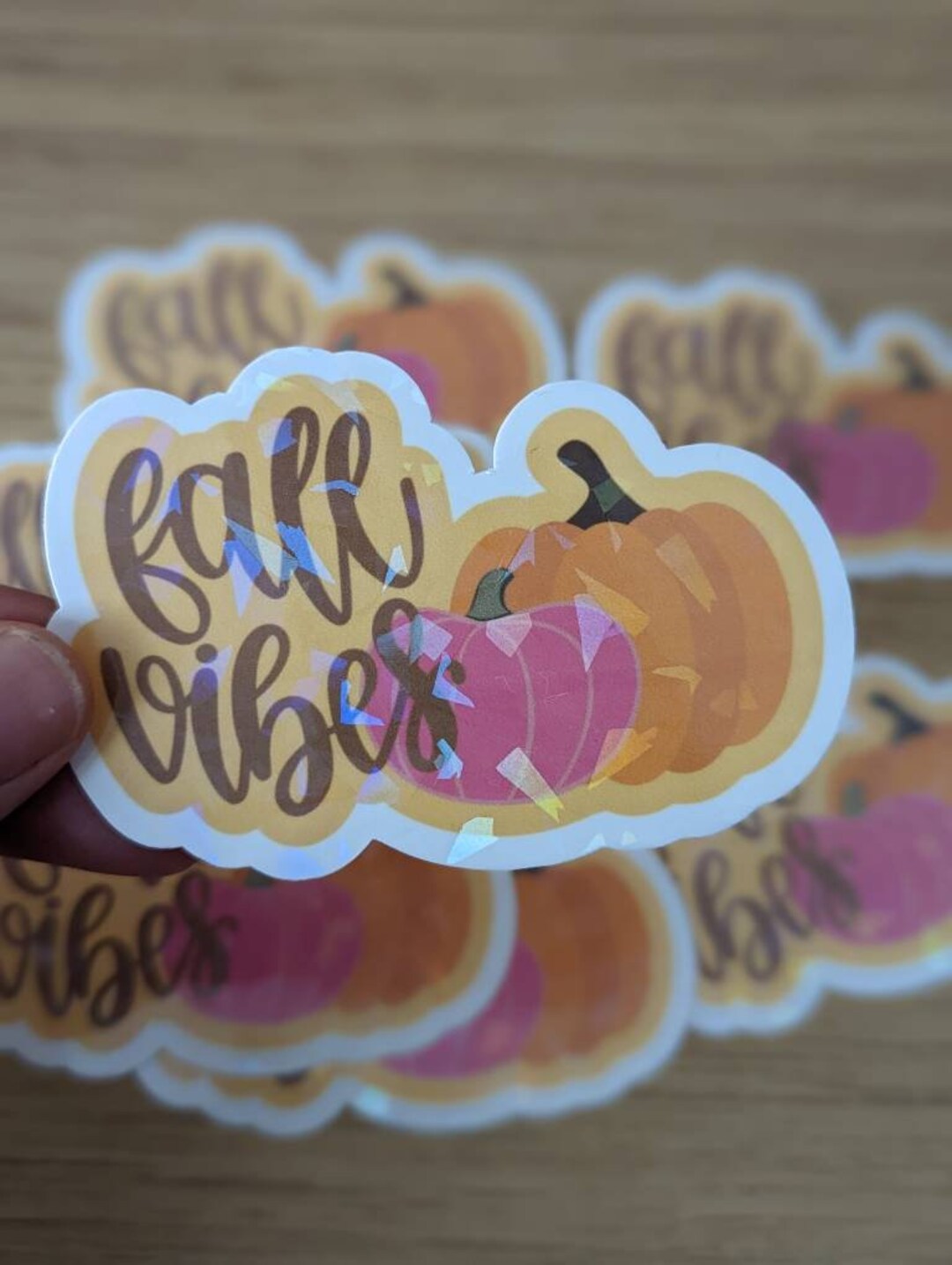 Holographic Sticker Fall Vibes Sticker Fall Sticker Pumpkin - Etsy