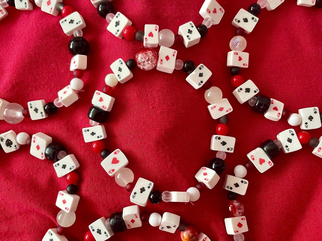 Poker Cards Bracelet | Beaded Jewelry Friendship Bracelet Red White ...