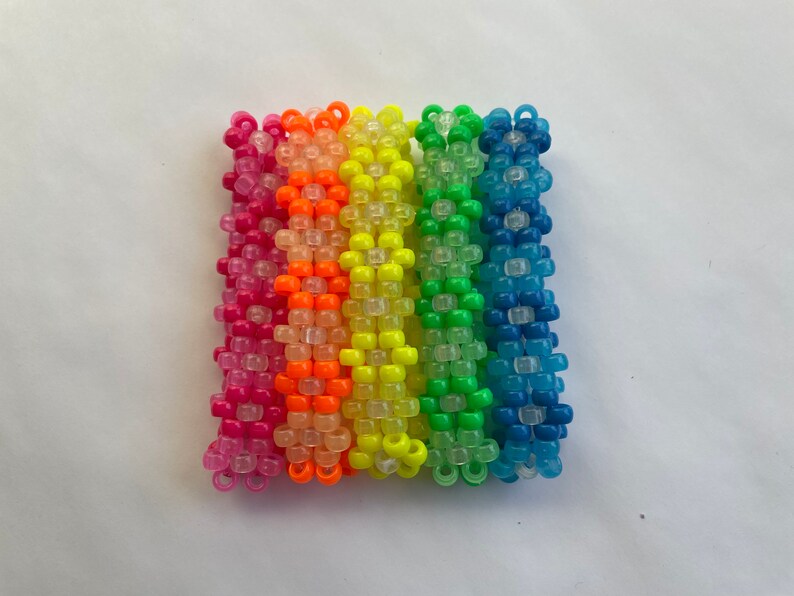 Mini Flower Kandi Cuff Bracelet | Choose Your Own Color! Rainbow Rave ...