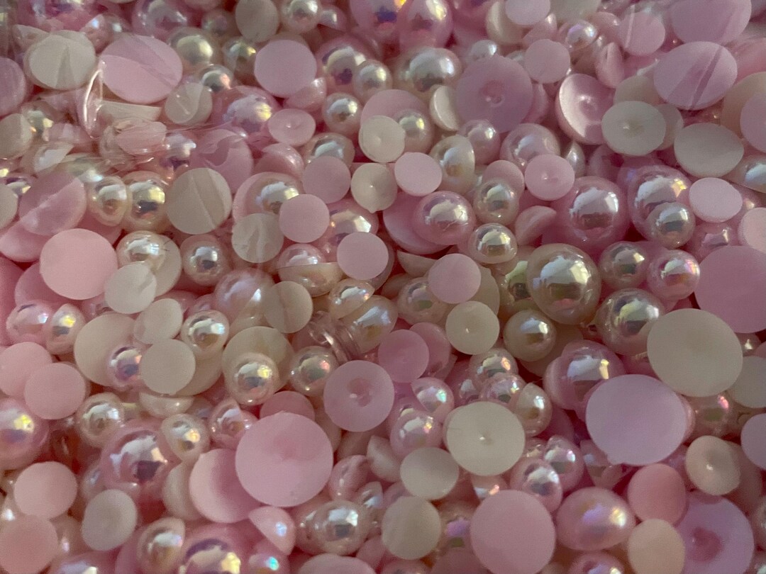 Pink and White Flat-back Pearls and Cabochons | Arts and Crafts Resin ...