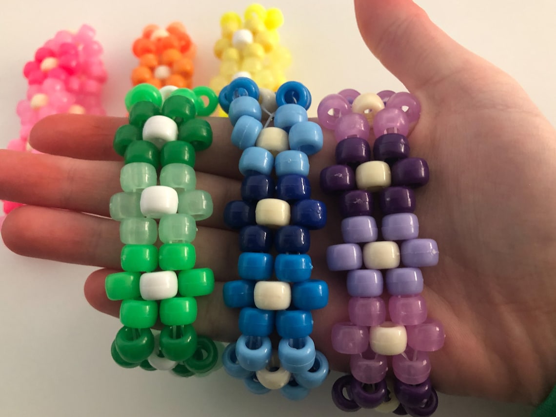Flower Kandi Bracelet Cuffs Choose Your Own Color Rainbow - Etsy