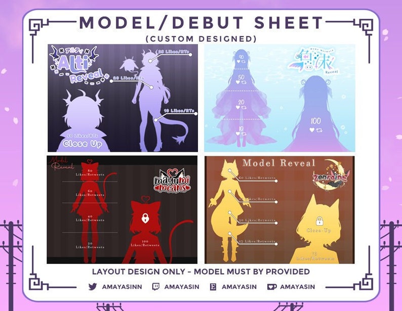 Custom Vtuber Model Reveal Vtuber Debut Model Sheet Etsy