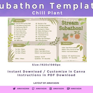 Subathon Template - Chill Plant | Cute Overlay | Donothon | Fully ...