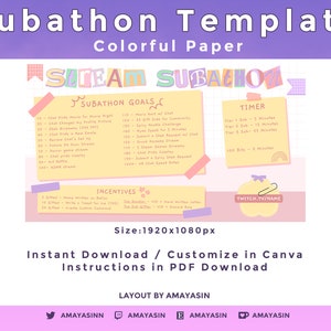 Subathon Template - Colorful Paper | Cute Overlay | Donothon | Fully ...