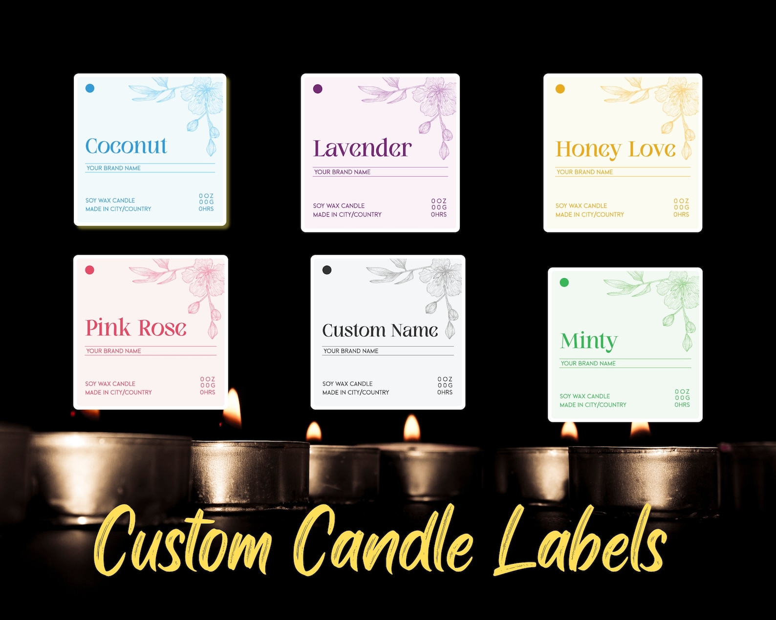 Custom Cozy Candle Stickers: Custom Candle Label, Coconut, Lavender ...