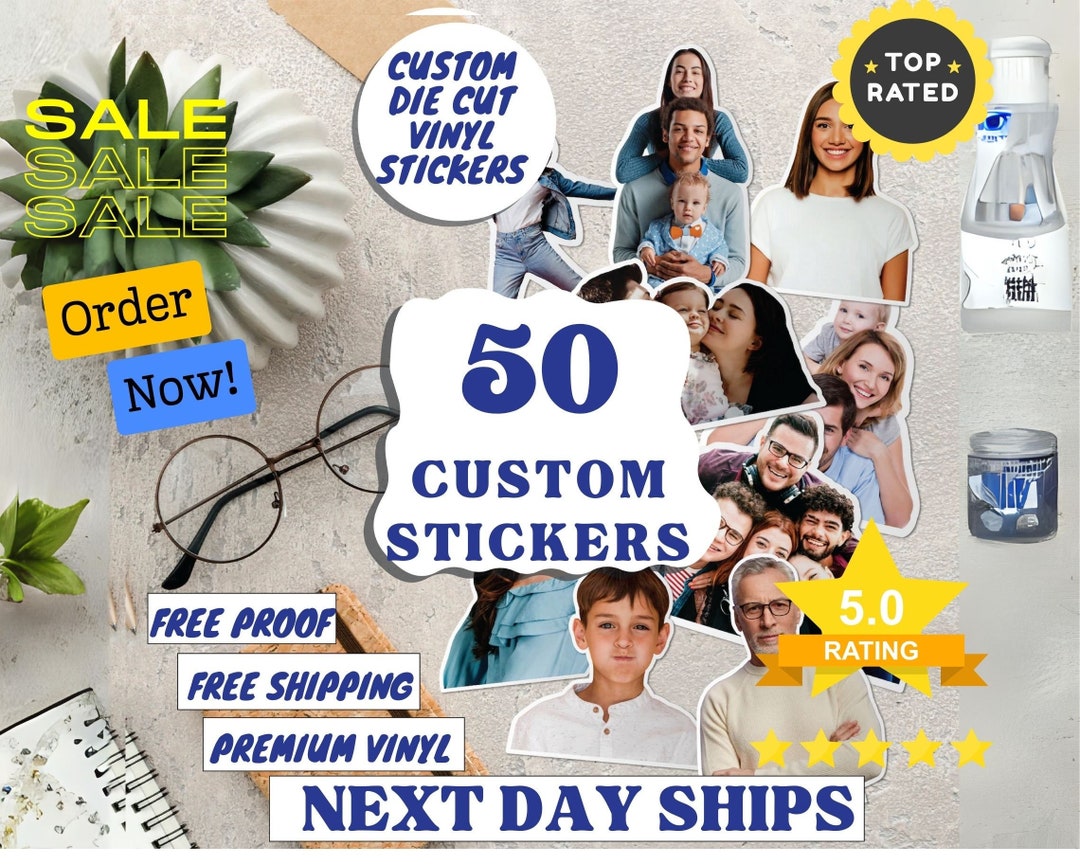 Order 50 Custom Die Cut Vinyl Stickers Pack. Turn YOUR MOBILE PHOTOS ...
