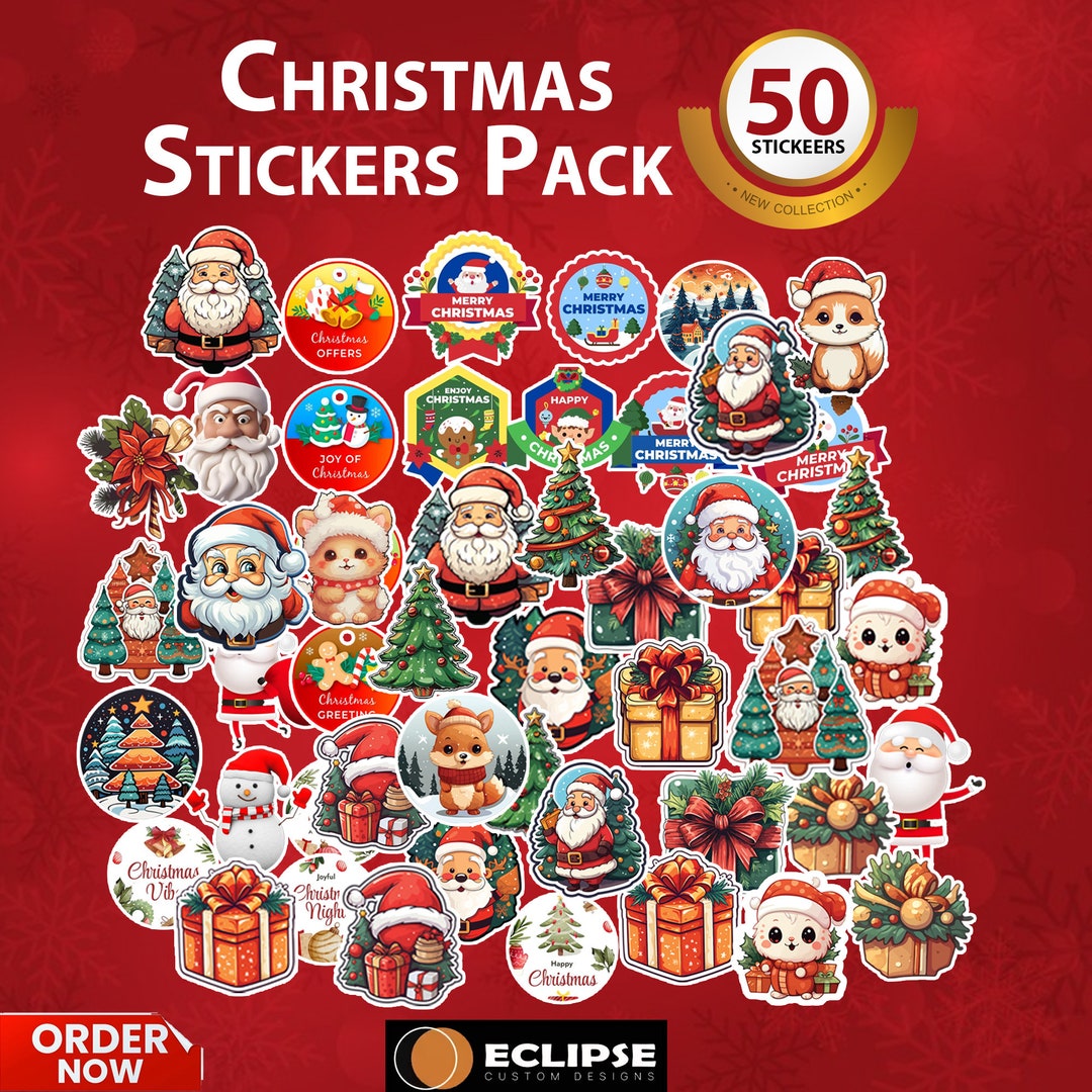 50 Santa Sticker Sheet Christmas Sticker Pack Winter Days Sticker ...