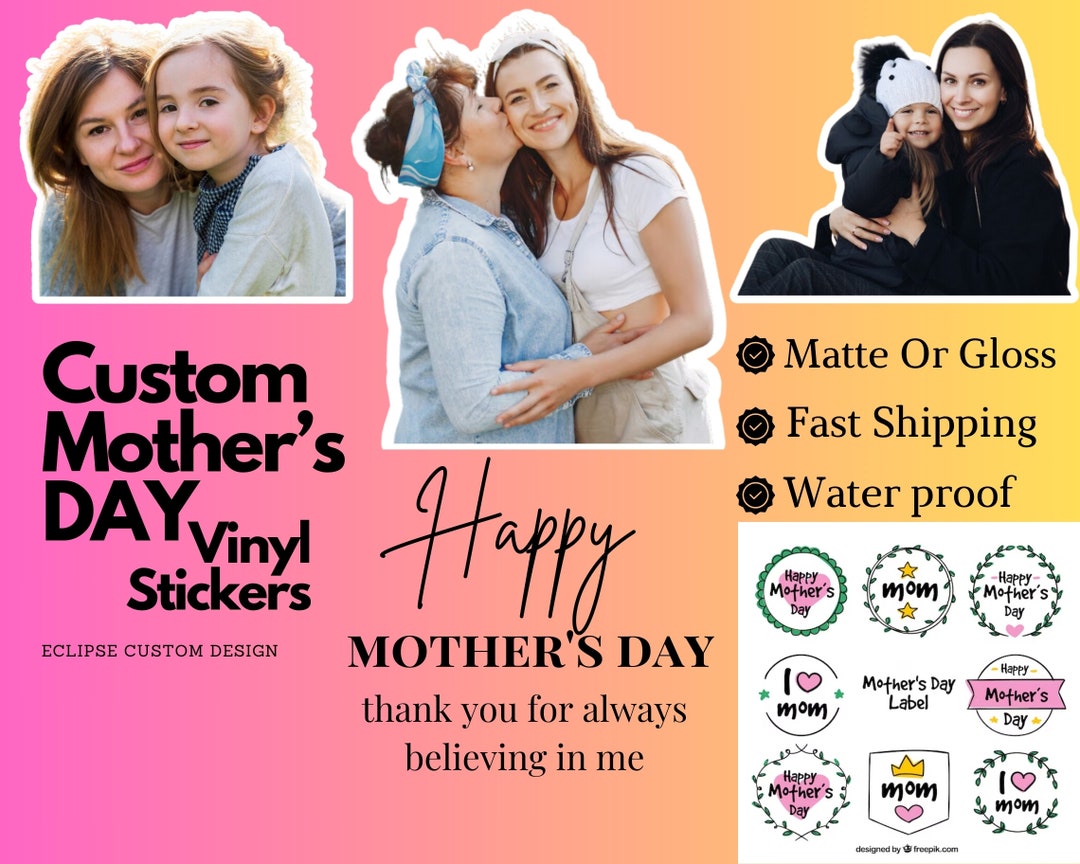 Custom Mother's Day Stickers , Mom Photo Sticker, Sticker for Grandma ...