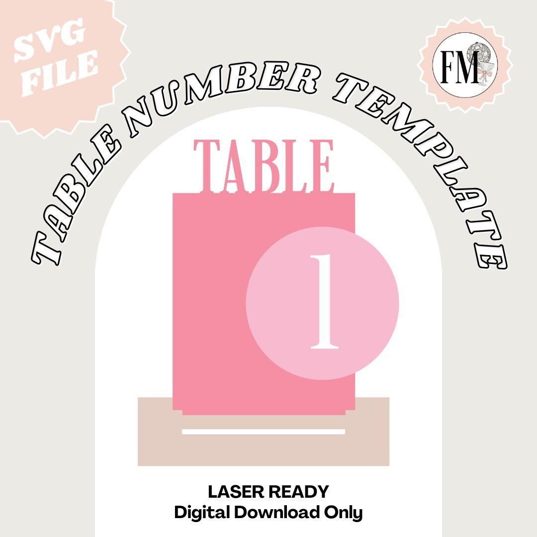 Table Number Template SVG FILE, Table Number Template, Wedding Table ...