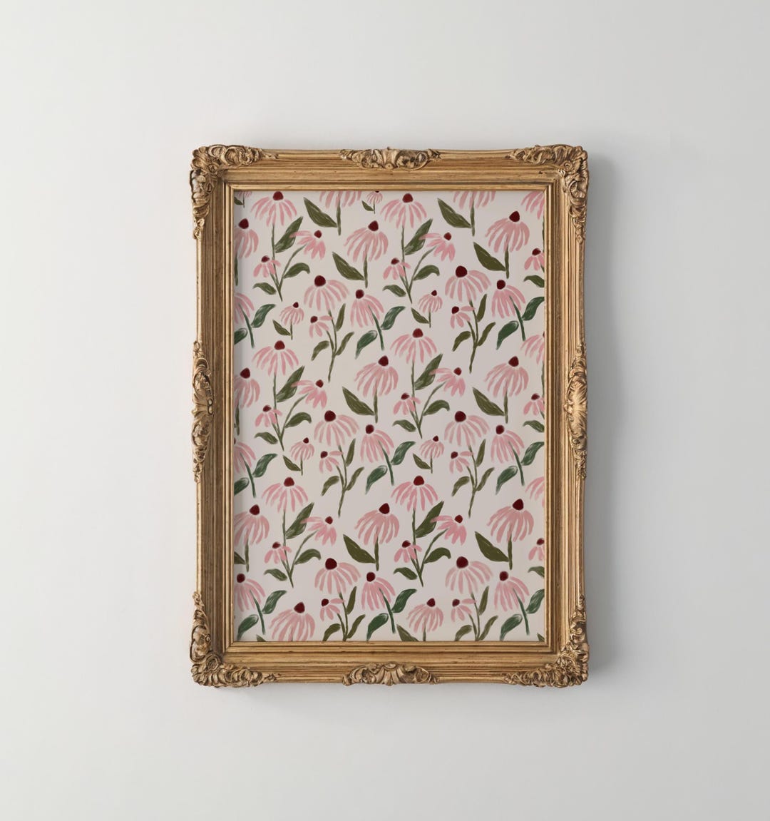 Vintage Floral Pattern Printable Wall Art, Daisy Pattern Wall Art ...