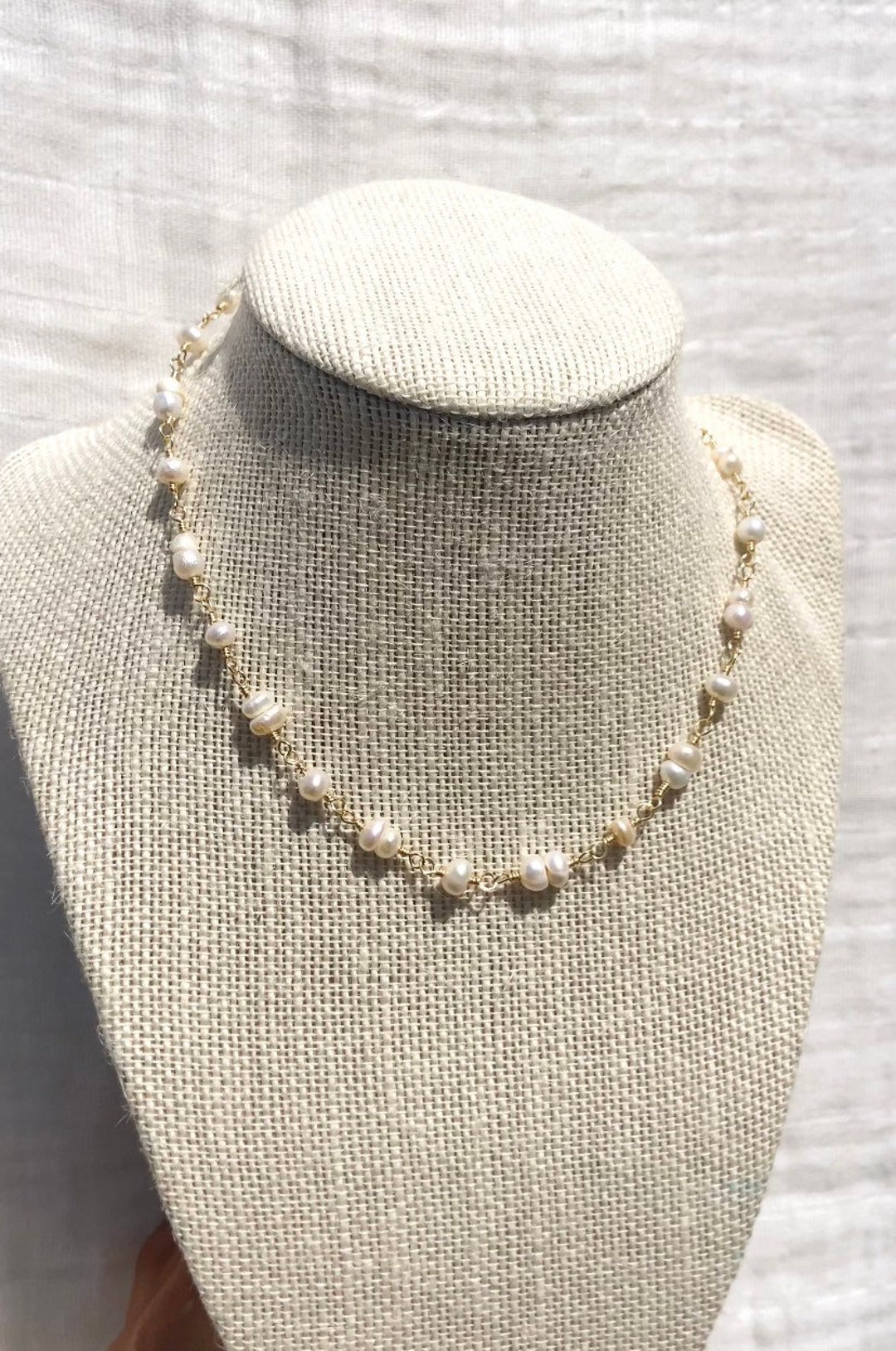 Pearl Wire Wrapped Necklace // Freshwater Pearl Necklace // June ...