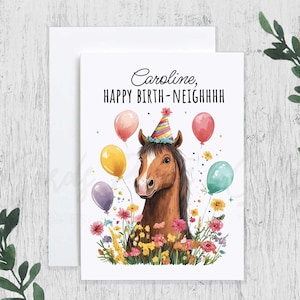 Personalized Horse Birthday Card, Funny Custom Name Birthday Gift for ...