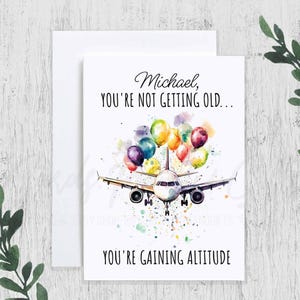 Personalized Airplane Birthday Card for Pilot, Custom Name and Age ...