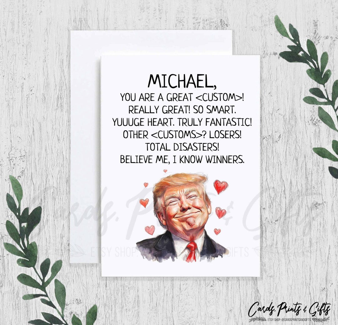 Funny Trump Custom Word Card, President Donald Trump 47 Themed Gag Gift ...
