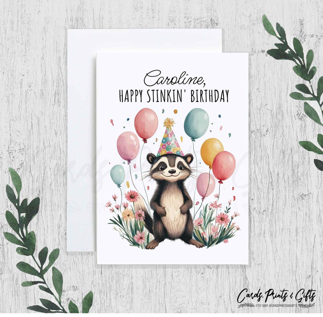 Personalized Skunk Birthday Card, Funny Custom Name Birthday Card for ...