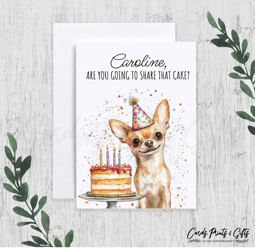 Personalized Chihuahua Birthday Card, Funny Chihuahua Card, Custom Name ...