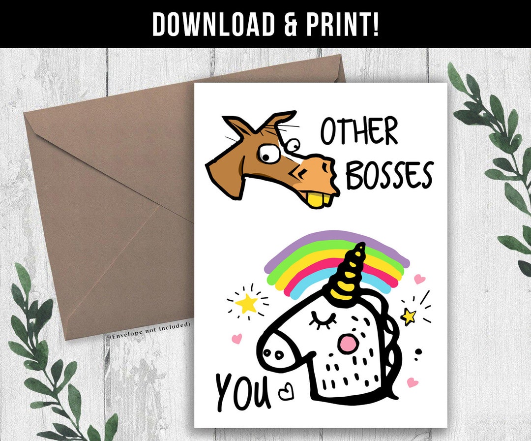DIGITAL DOWNLOAD Funny Boss Card, Boss Birthday Card, Funny Boss Gift ...