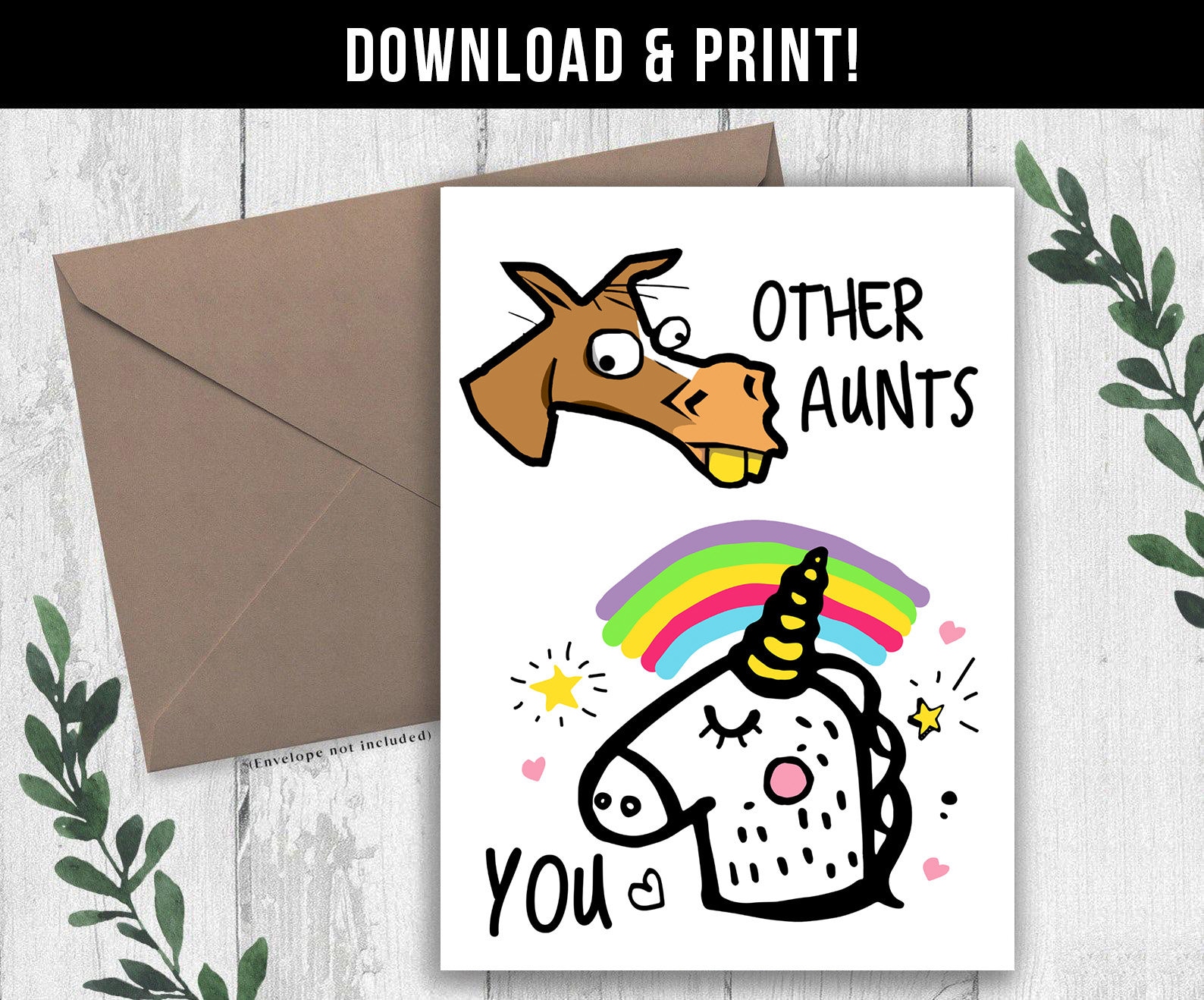 DIGITAL DOWNLOAD Funny Birthday Card for Aunt, Other Aunts Compared to ...