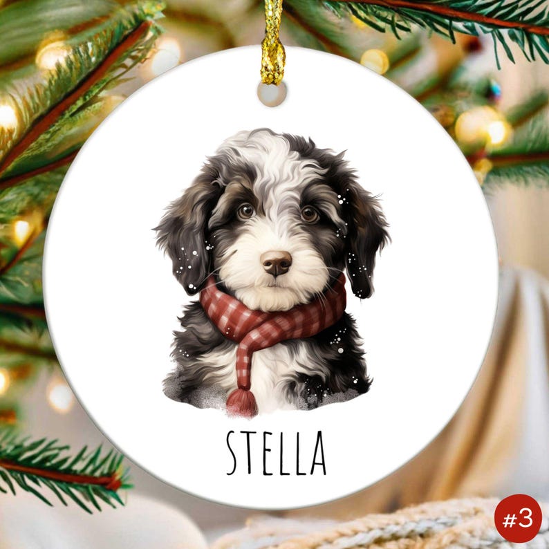 Personalized Sheepadoodle Christmas Ornament, Custom Dog Name Ornament ...