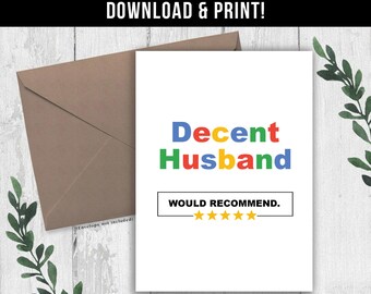 Decent Husband Card - Etsy