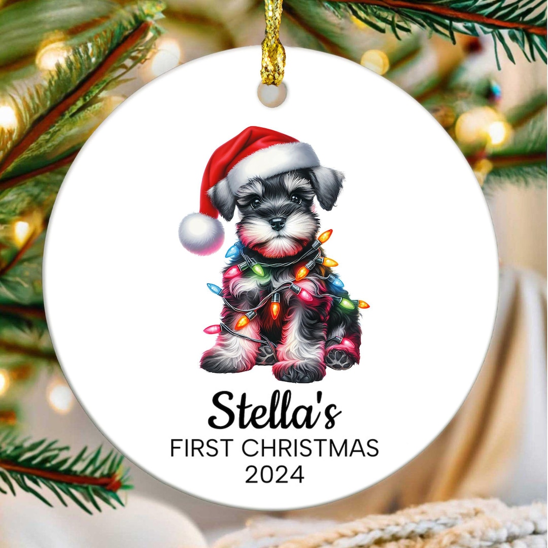 Personalized Baby Miniature Schnauzer Ornament, Dog's First Christmas ...