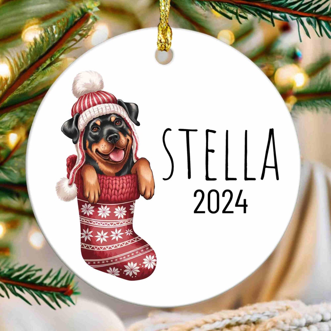 Personalized Rottweiler Christmas Ornament, Custom Dog Name Ornament ...