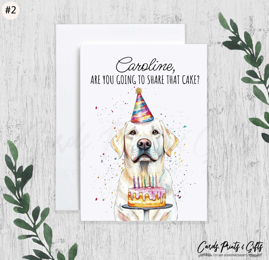 Personalized White Labrador Birthday Card, Funny Lab Birthday Card, Dog ...