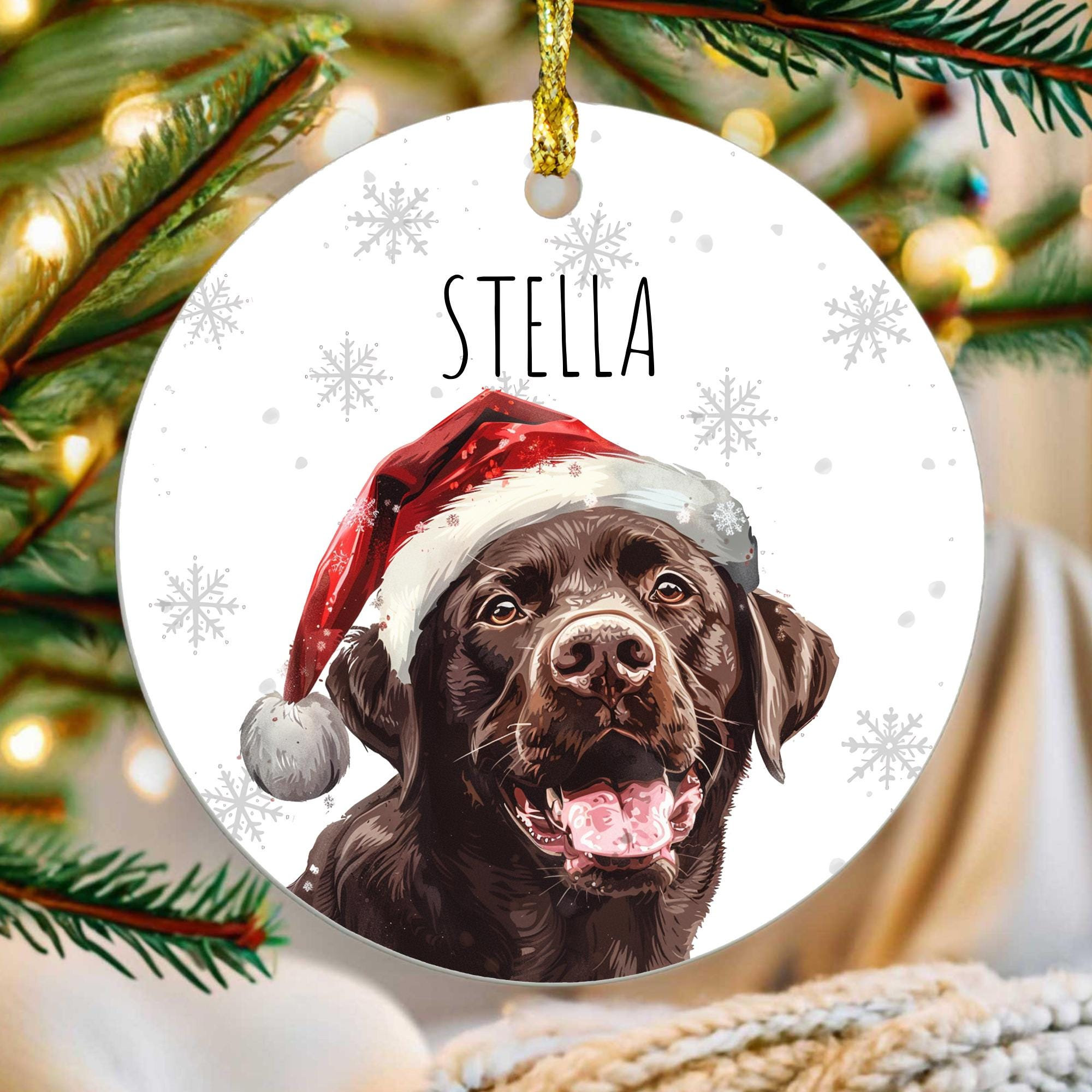 Personalized Labrador Retriever Christmas Ornament, Custom Name Brown ...