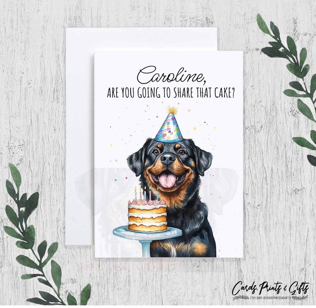 Personalized Rottweiler Birthday Card, Funny Rottweiler Card, Custom ...