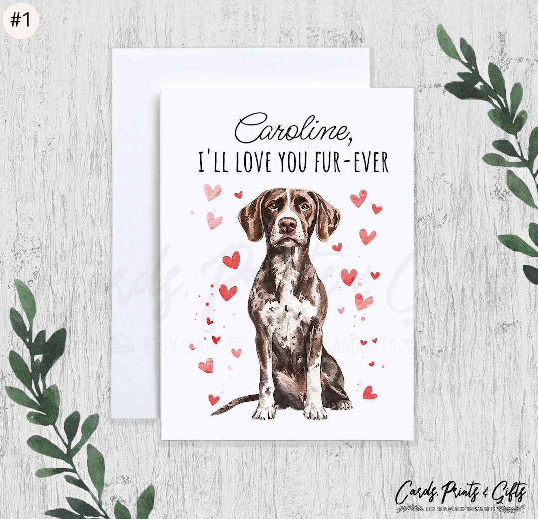 Personalized German Shorthaired Pointer Dog Valentines Card, Funny GSP ...