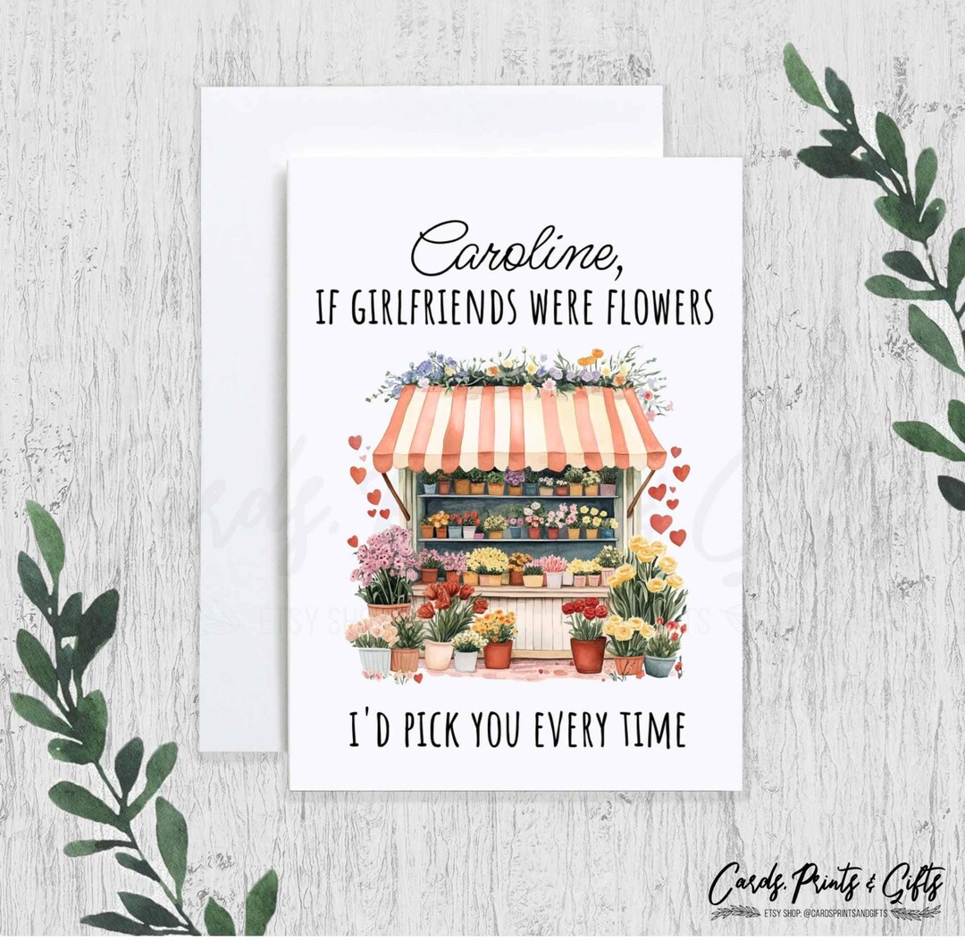 Personalized Flower Anniversary Card for Girlfriend, Funny Floral ...