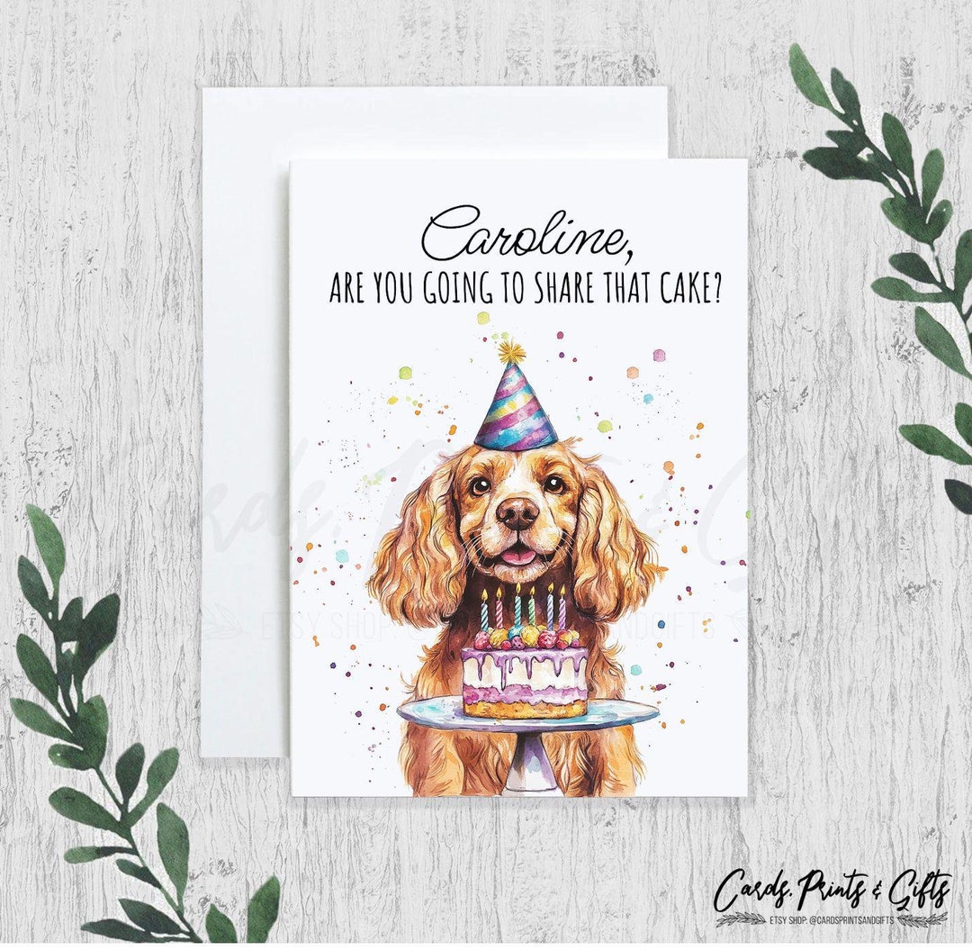 Personalized Cocker Spaniel Birthday Card, Funny Spaniel Dog Card ...