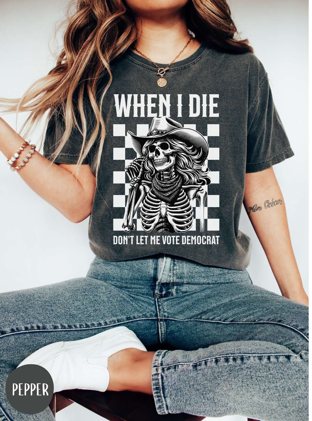 Comfort Colors® Funny Western Skeleton Conservative Womens Shirt, When ...
